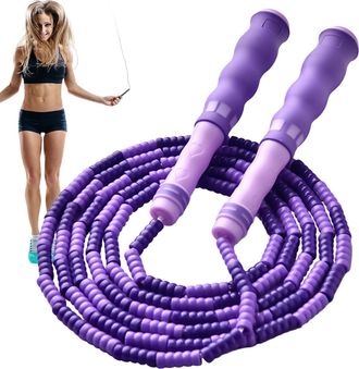 Generic Perlen Springseil F&uuml;r Erwachsene,Verstellbares Springseil | 2,4 Meter Verstellbares Perlenseil Mit Ergonomischen Griffen F&uuml;r Fitness, Turnhallen, Heim