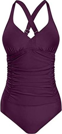 Generic Maillots De Bain Femme Grande Taille Fendu imprimé dété Maillots de Bain Mode Maillots de Bain Bikini (Purple, XXL)