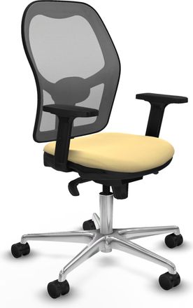 Piqueras y Crespo Jorquera verstellbarer Lendenstuhl mit 2D-Armlehnen, ausgestattet mit 5 Positionen und injiziertem Schaum. Mit Rollen von 65 mm Nylon, Grau/Cremefarbe