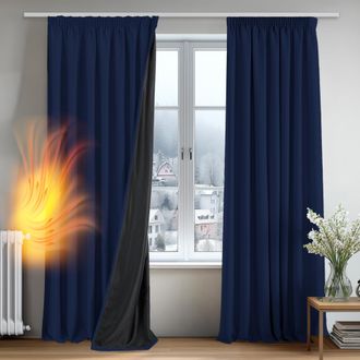 Deconovo 100% Verdunklungsvorh&auml;nge Blickdicht Vorh&auml;nge mit kr&auml;uselband Gardinen Wohnzimmer Vorhang Verdunkelung Thermovorh&auml;nge gegen Hitze W&auml;rmeisolierend, H24