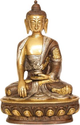 Exotic India Buddha in Bhumisparsha Mudra - Messing Statue