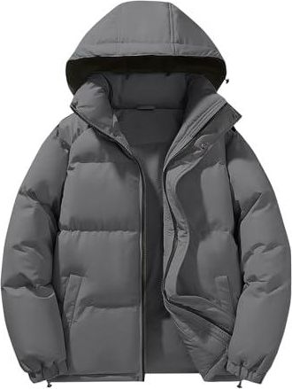 Generic Veste matelassée légère à capuche pour femme - Doudoune courte - Veste dhiver chaude - Veste matelassée élégante - Fermeture éclair - Veste courte - V