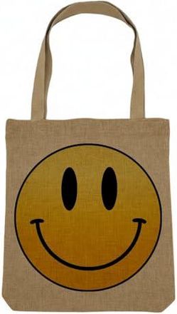 Fabulous Sac Shopping Tote Bag Aspect Lin - Sourire Smile Joyeux Happy Heureux - Sac de Courses Toile Epaisse 360g Beige Naturel Cabas Port&eacute; Epaule Solide Impr