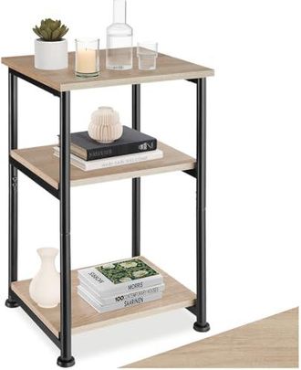 TecTake Table dappoint, 34 x 30 x 59 cm, Bout de canape, 3 niveaux de rangement, Meuble Salon, Style industriel brut, Petit Meuble de Rangement, D&eacute;coration Bu