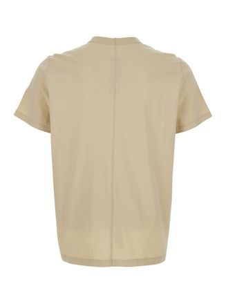 Rick Owens Mens T-Shirt Crew Neck Beige Cotton T-Shirts And Polos