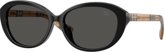 Burberry Lunettes de soleil rectangulaires oeil-de-chat - Femme - Accessoires - Noir - Taille: 57 MM