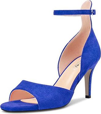 Castamere Femmes Aiguille Haut High Talon Heel Ouvert Bout Lanières Cheville Sandales Mariage Party 6.5 CM Heels Bleu Royal 45 EU