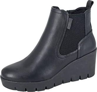 MISS SHOES Bottines Chelsea compensées avec fermeture éclair latérale et mousse à mémoire de forme, noir, 38.5 EU