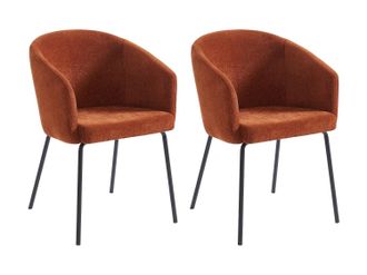 Pascal Morabito Stuhl 2er-Set mit Armlehnen - Stoff & Metall - Terracotta - Moroni