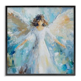 Stupell Industries Flying Glory Angel Giclée-Kunst, gerahmt, Weiß, Design von Petal Prints Design, 61 x 61 cm