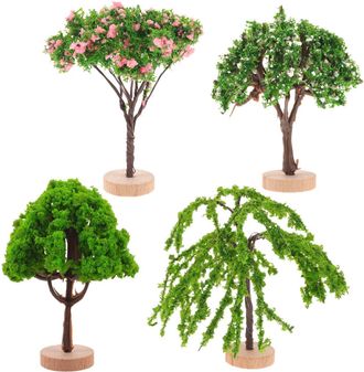 Exceart 4 künstliche Mini Palmen als Hängepflanzen Set aus grünem Kunststoff für kreative Bastelprojekte und Deko Ideen mit naturgetreuen Baumfiguren in Klein