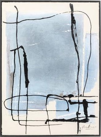 Kare Design Design Leinwandbild Dust, Blau, Wandbild, Wandkunst, Abstrakt, Mit Holz Rahmen, Handgemalt, 75x55 cm