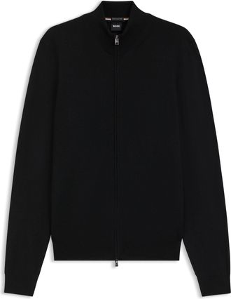 BOSS Herren Balonso Cardigan aus extrafeiner Merinowolle mit Rei&szlig;verschluss Schwarz001 XXXL