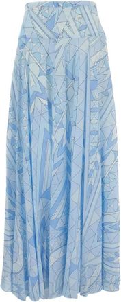 Pucci Femme, Jupes, Bleu, Taille: 38 FR Manuba Print Cotton Skirt