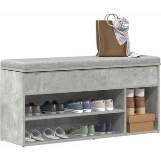 vidaXL Vidaxl - Banc &agrave; chaussures gris b&eacute;ton 102x30,5x45 cm bois ding&eacute;nierie