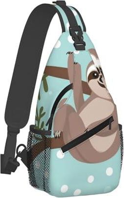 Generic Antivol Sacoche Homme Bandouliere Paresseux sur une branche verte dr&ocirc;le Sac &agrave; Bandouli&egrave;re L&eacute;ger Crossbody Bag pour &eacute;cole Homme Cyclisme