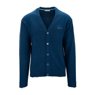 Sun 68 Herren Knopf Strickjacke Wollmischung - - Knitwear - Herren - Blau - M