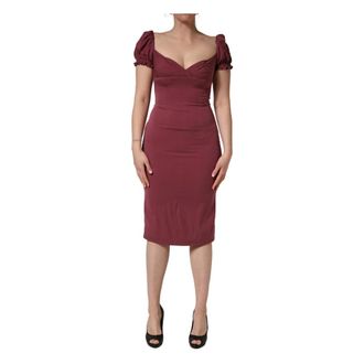 Dolce & Gabbana Femme, Robes, Brun, Taille: 36 FR Robe Midi Fourreau Coeur