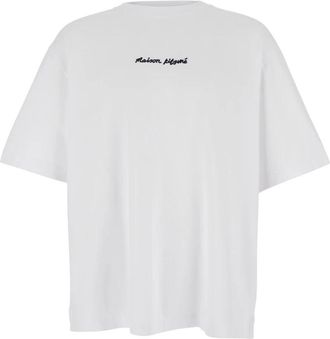 Maison Kitsun&eacute; Line Handwriting Oversized T-Shirt - - Tops - Herren - Wei&szlig; - S