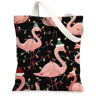 Generic Sacs fourre-tout en toile motif oiseau tropical, sacs d&eacute;picerie r&eacute;utilisables, amusants pour lhiver, l&eacute;gers et lavables avec bandouli&egrave;re, p&ecirc;che, 13x15