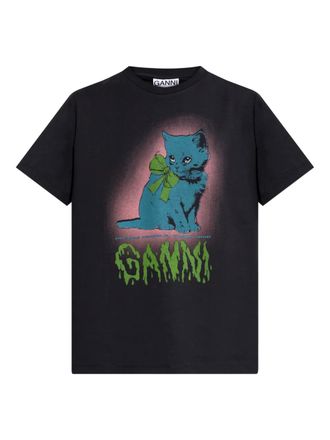 Ganni t-shirt à détail de noeud - Gris