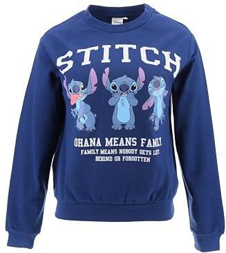 Disney Stitch Sweatshirt pour Femmes, Pull Stitch Design, Pullover en Cotone Doux, Sweat pour Filles, Cadeau pour Femmes et Adolescents | Taille XL - Bleu