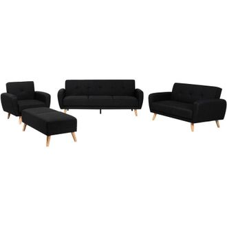 Beliani Sofa Set FLORLI Stoff Schwarz