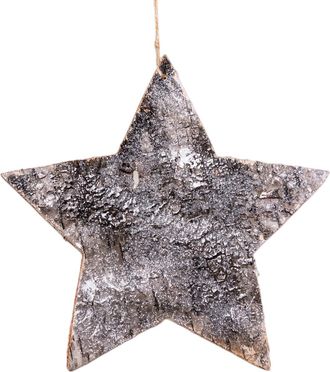 Shatchi 20 cm große sternförmige Birkenrinde Holz Weihnachtsbaum Wand Tür Kranz Decke hängen Xmas Home Dekorationen, Holz