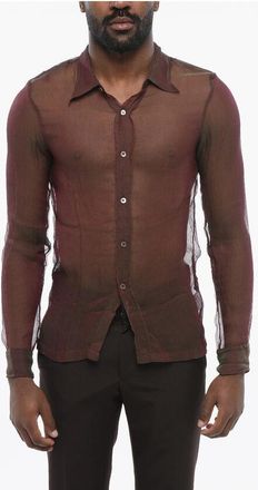 Dries Van Noten Iridescent Silk Chiffon Shirt CONGREVE size 48