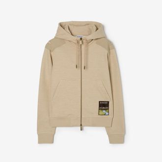 Burberry Hoodie zipp&eacute; en coton avec &eacute;tiquette Landscape, Size: XXL