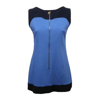Fay &Auml;rmelloses Top in Schwarz Seidenmischung - - Tops - Damen - Blau - S