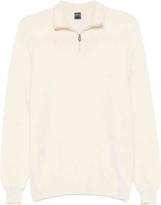 Fedeli Homme, Pulls, Blanc, Taille: L Half-zip Cashmere Tricots