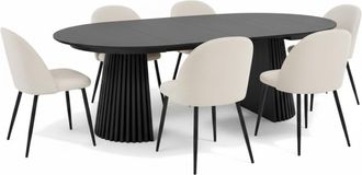 ebuy24 Tokyo Essgruppe Esstisch (Schwarz Esstisch - Beigem Samt)