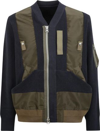 sacai Homme, Vestes, Multicolore, Taille: M Veste côtelée avec inserts en tissu technique