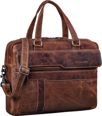 STILORD Matthew Echt-Leder Aktentasche A4 - Business Arbeitstasche Damen & Herren Laptoptasche 15.6-16 Zoll - Große Arbeitstasche Anti Diebstahl Umhängetasche