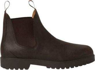 Loro Piana Homme, Chaussures, Brun, Taille: 45 EU Bottes Chelsea en Cuir Marron avec Boucle de Couleur Kummel
