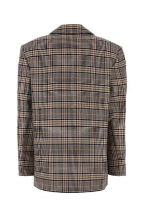 Anine Bing Womens Embroidered Jacquard Quinn Blazer Beigeandnavychecks Giacche E Gilet Jacket