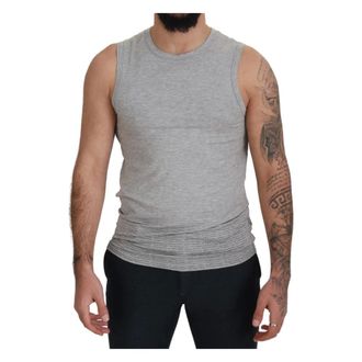 Ermanno Scervino Homme, Tops, Gris, Taille: M T-shirt Gris Sans Manches &agrave; Col Rond