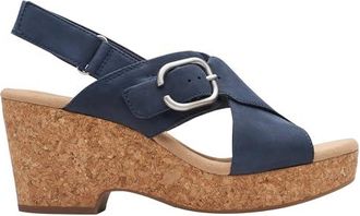 Clarks Femme Giselle Dove Sandale, Nubuck Bleu Marine, 39 EU