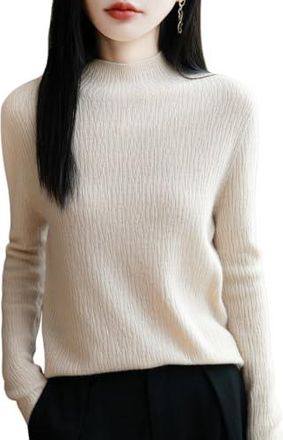 Generic Pull Femme Hiver Pull en Laine M&eacute;rinos pour Femme Col Montant Manches Longues Maille Textur&eacute;e &Eacute;pais Et Chaud Id&eacute;al pour lhiver LAutomne Et Le Printemp