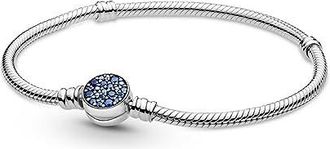 Pandora Pandora Bracelet maille serpent fermoir médaillon bleu scintillant, 19