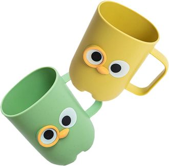 Hemobllo Healeved 2 St&uuml;ck Zahnb&uuml;rstenhalter Becher aus Robustem PP Kunststoff Bunter Badezimmer Aufbewahrungsbecher mit Gro&szlig;em Fassungsverm&ouml;gen f&uuml;r Mundsp&uuml;lung