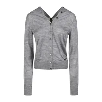 Alexander Wang Femme, Pulls, Gris, Taille: 36 FR Gilet LS avec patte de boutonnage continue