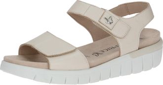 Caprice Comfort Damen Sandalen flach aus Leder mit Klettverschluss, Cremefarben (Cream Perlato), 38 EU