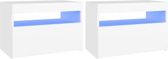 vidaXL Nachttische LED-Leuchten 2 Stk. Weiß 60x35x40cm Holzwerkstoff Vidaxl