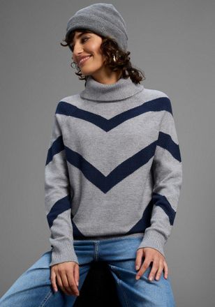 Laura Scott Rollkragenpullover kuscheliger Winterstrick mit l&auml;ssigem Streifenmuster - NEUE KOLLEKTION