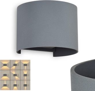 HOFSTEIN Wandleuchte Badajoz, moderne Wandlampe aus Metall in Grau, runde Leuchte mit Lichteffekt durch verstellbaren Schirm, 1-flammig, 1 x G9, ohne Leuchtmit