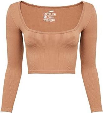 LEIF NELSON Débardeur de fitness sans couture pour femme, marron, M