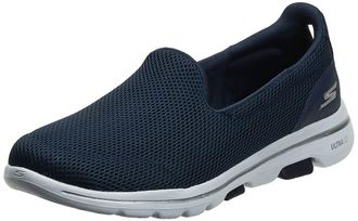 Skechers Damen Go Walk 5 Sneaker, Navy Textile White Trim, 37.5 EU Weit