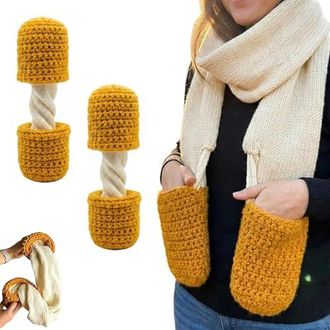 Generic &Eacute;charpe &agrave; col long en tricot &agrave; mozzarella avec poches pour les mains, &eacute;charpe dhiver confortable &agrave; offrir pour les amis, 2 pi&egrave;ces., taille unique